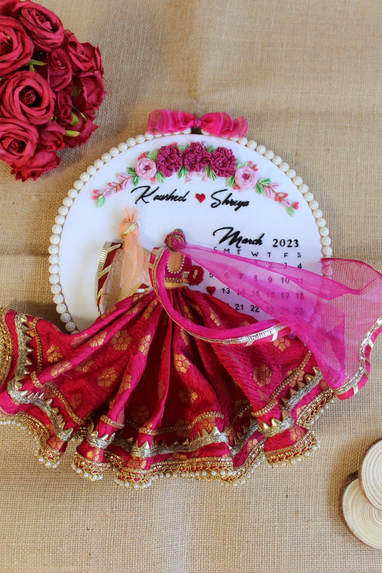 Premium Wedding 10" Calendar Embroidery Hoop Art